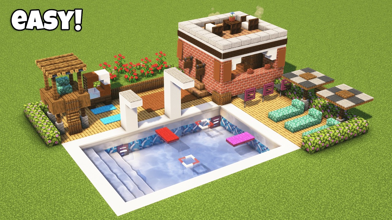 Minecraft Swimming Pool Tutorial⚒️ - Minecraft Builders