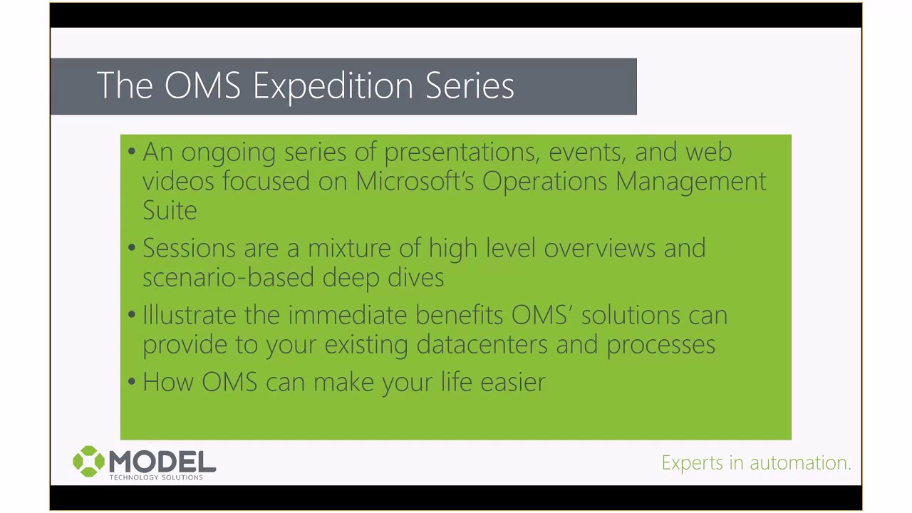 OMS Expedition Series: Session 1 -  Introducing the Toolset