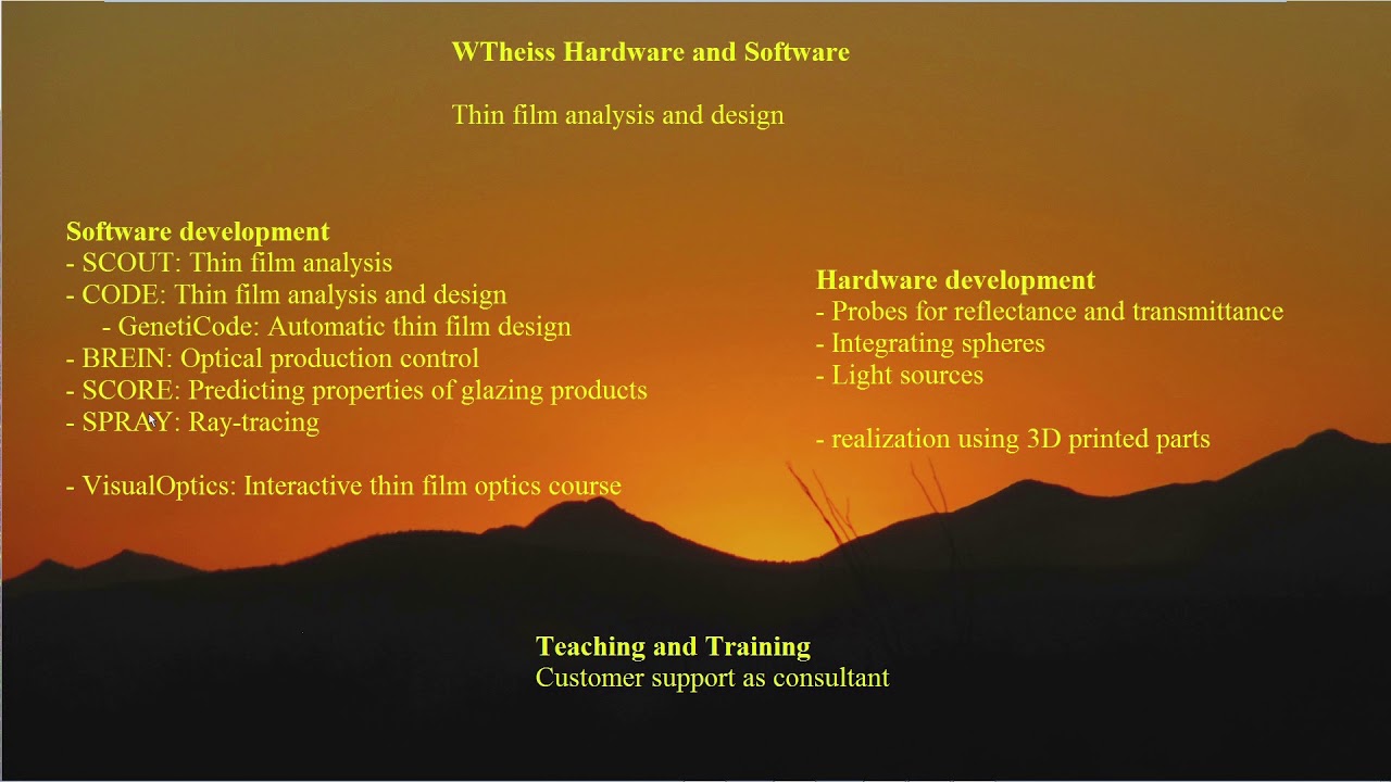 WTheiss Hardware and Software - an overview