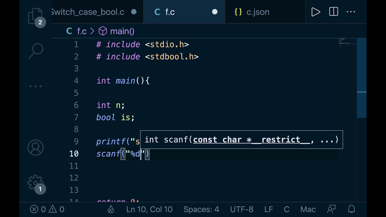 BOOLEAN  AS INPUT USING scanf in c.