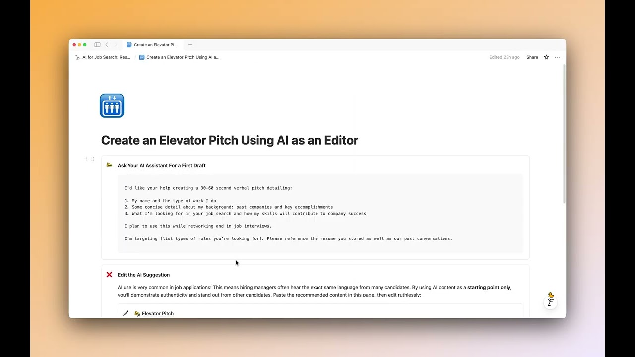 Notion Template Preview: AI for Resume Optimization and Interview Prep