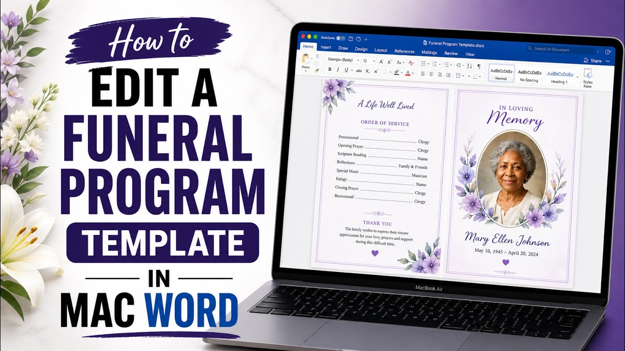 How To Edit A Funeral Program Template in MAC WORD