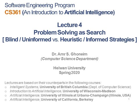 Intro to Artificial Intelligence 4 | Search Algorithms Blind vs Heuristic Strategies in Arabic ...