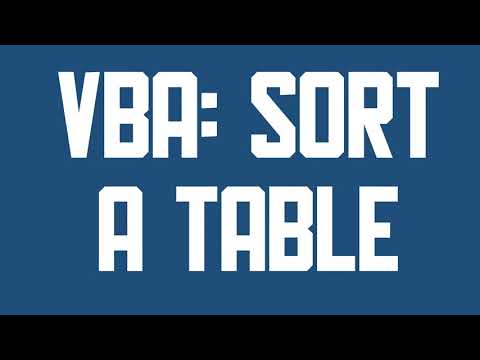 VBA Sort a table by column A