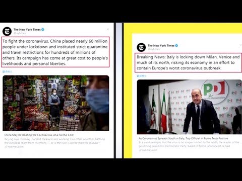 New York Times accused of 'double standards' over China, Italy lockdown