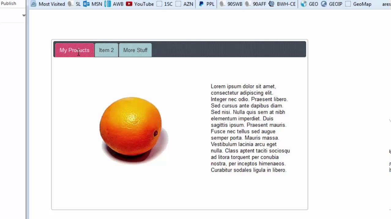 jQuery Tabs Tool in 90 Second Website Builder
