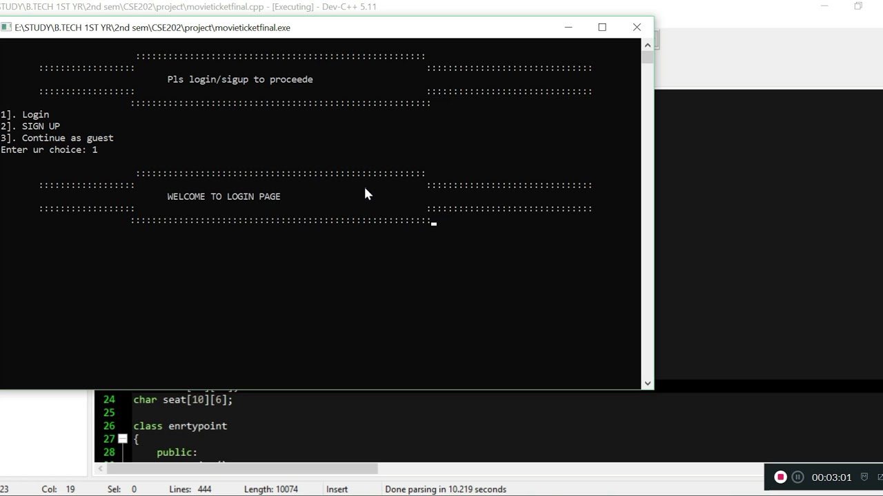GUI movie ticket booking system using c++