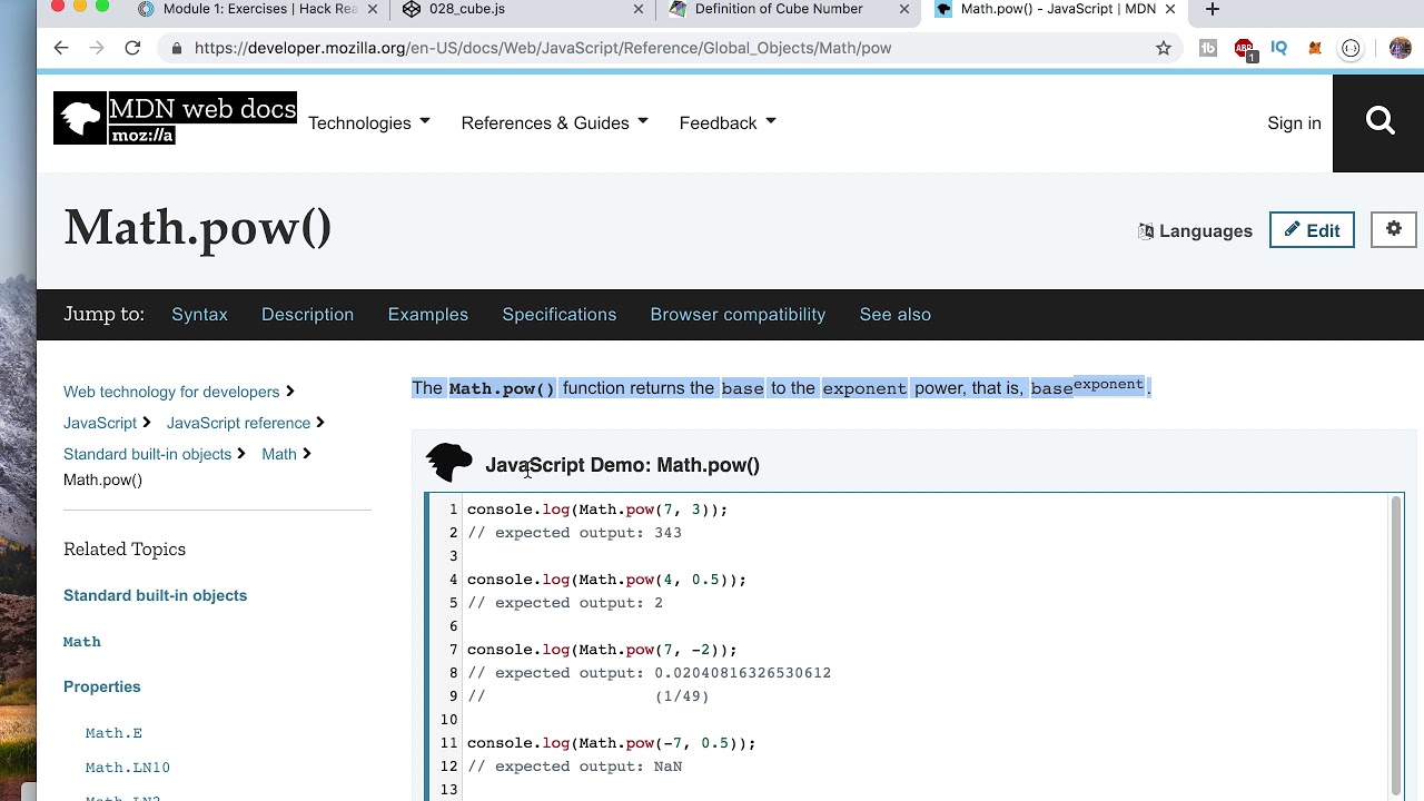 JavaScript Exercises | Hack Reactor's Bootcamp Prep | Module 1 Exercises 028_cube