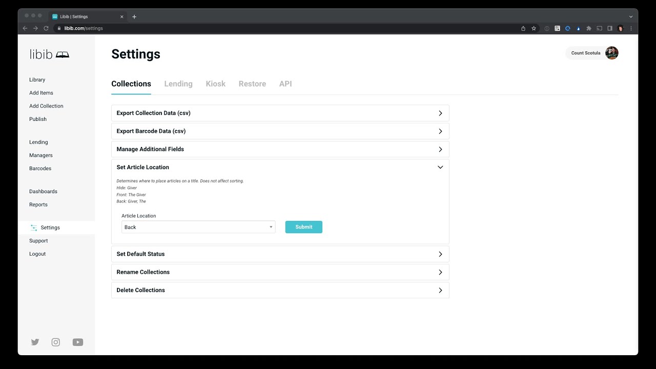 Set Article Location (Libib Tutorial)