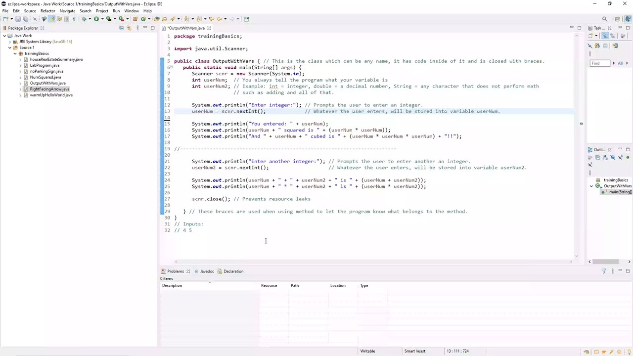 Java Lab: Basic Output With Variables