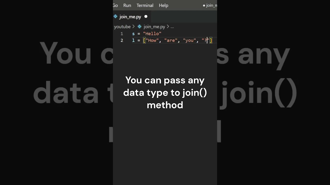 join() Method in Python #shorts #short #coding