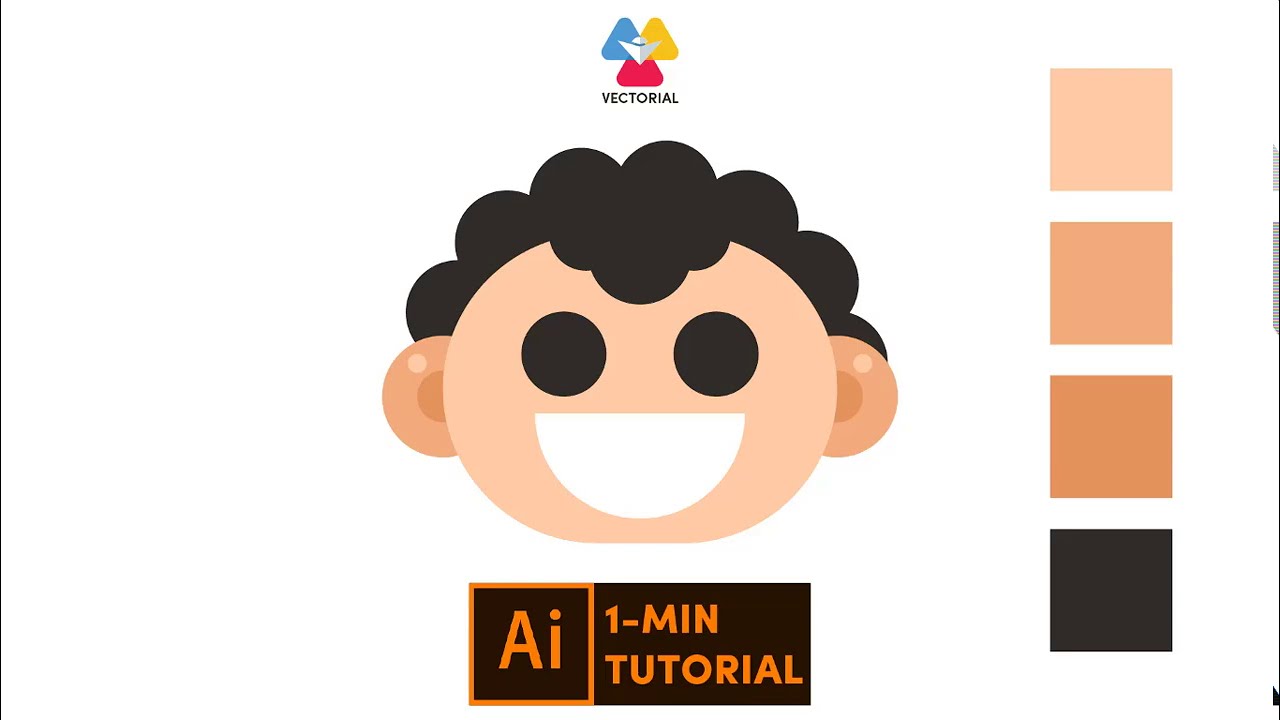 Flat character tutorial in Adobe Illustrator - 1 minute tutorial for beginner