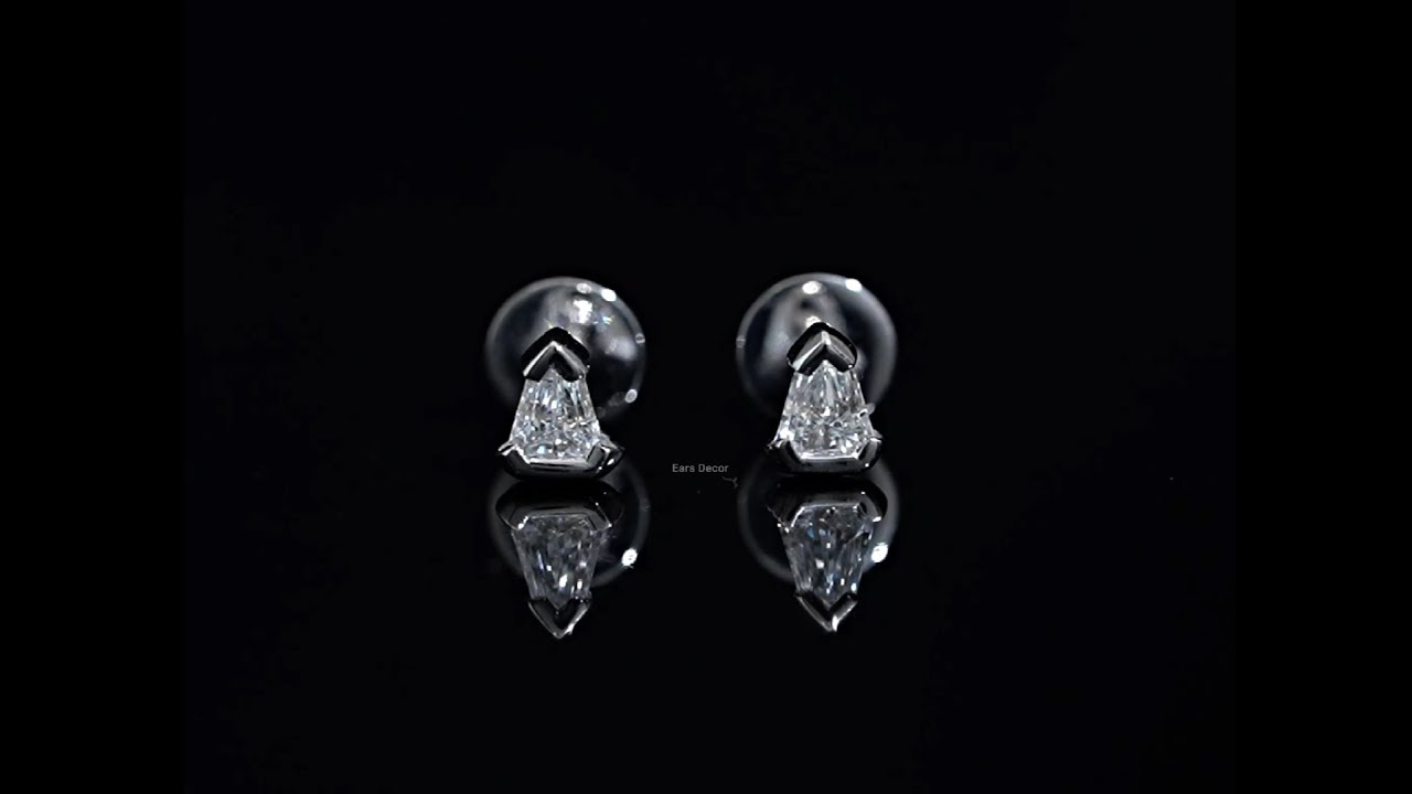 Arrow Cut Lab Diamond Solitaire Stud Earrings @Earsdecor