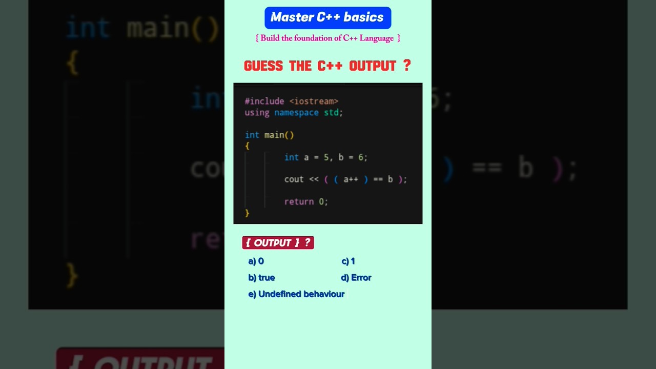 C++ CODE Puzzle ⁉️🔷 #coding #cpp #comparisonoperators #codingchallenge #codinginterview #lovecode