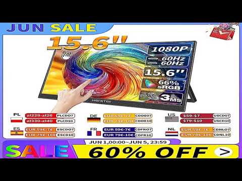 HGFRTEE 15.6 Inch Touch Portable Monitor ADS-IPS 1920*1080P 300cd/m2 Extended Display for