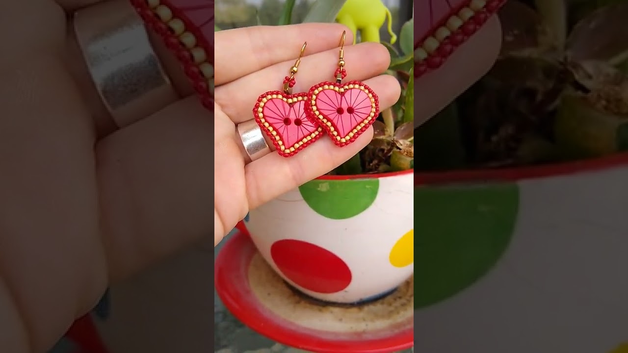 Heart Button Earrings