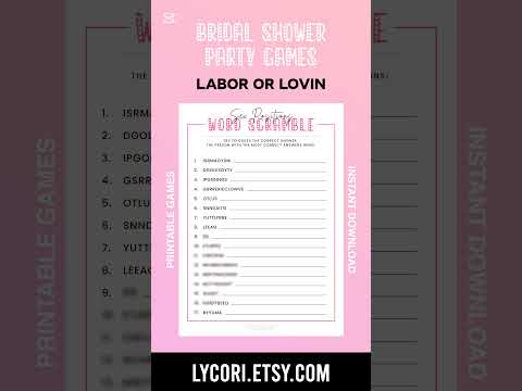 Labor or Lovin, Bridal Shower Printable Games. ❤️ #bridalshowergames #partygames #bacheloretteparty