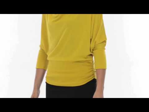 Gathered Waist Shirt - Long Dolman Sleeve (For Women)
