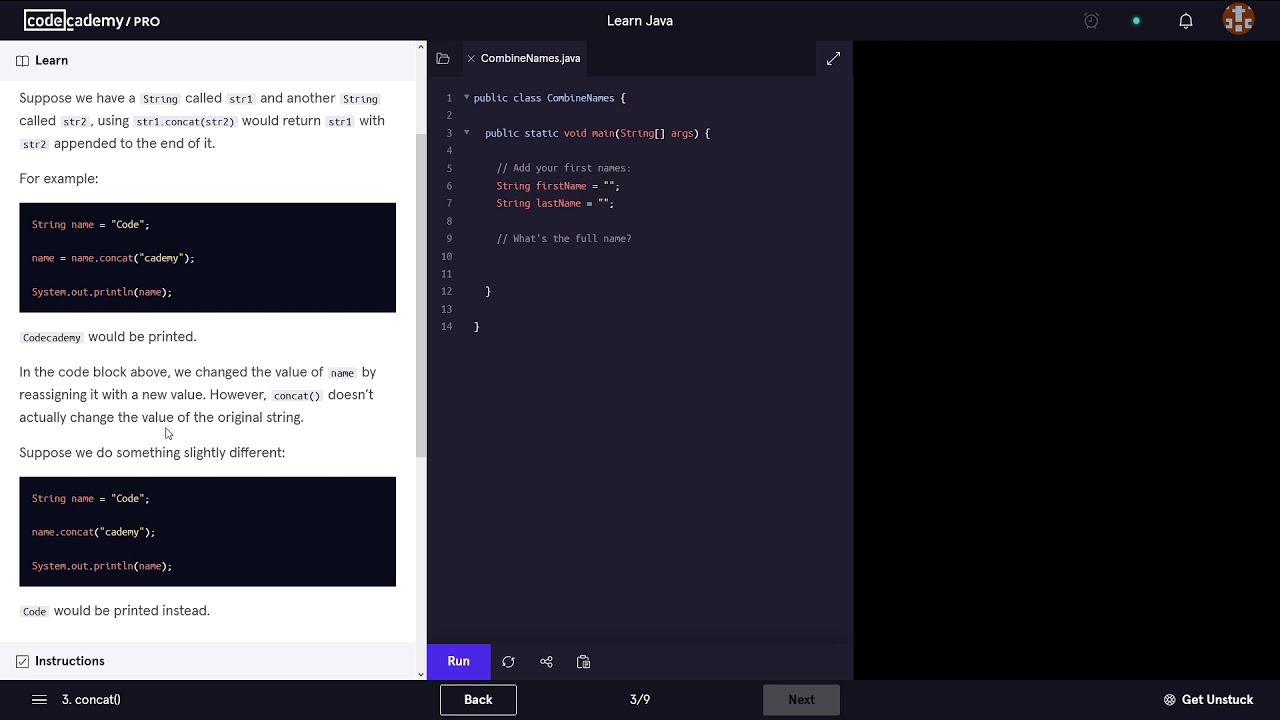 Learn Java - 7.0 Java String Methods | Codecademy Walkthrough