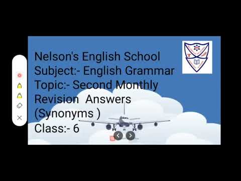 Class:6Subject: English Grammar Topic: Second Monthly Revision Answer key (Synonyms)