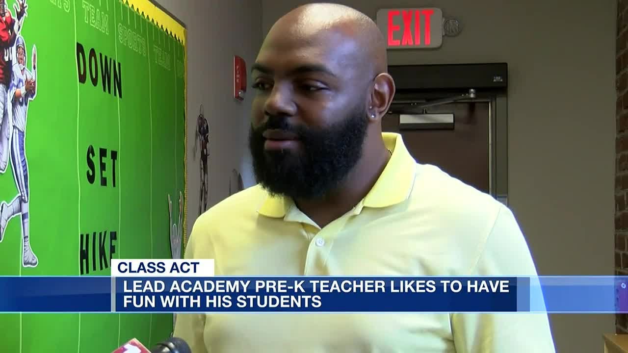 LEAD Academy pre-K teacher likes to have fun with his students