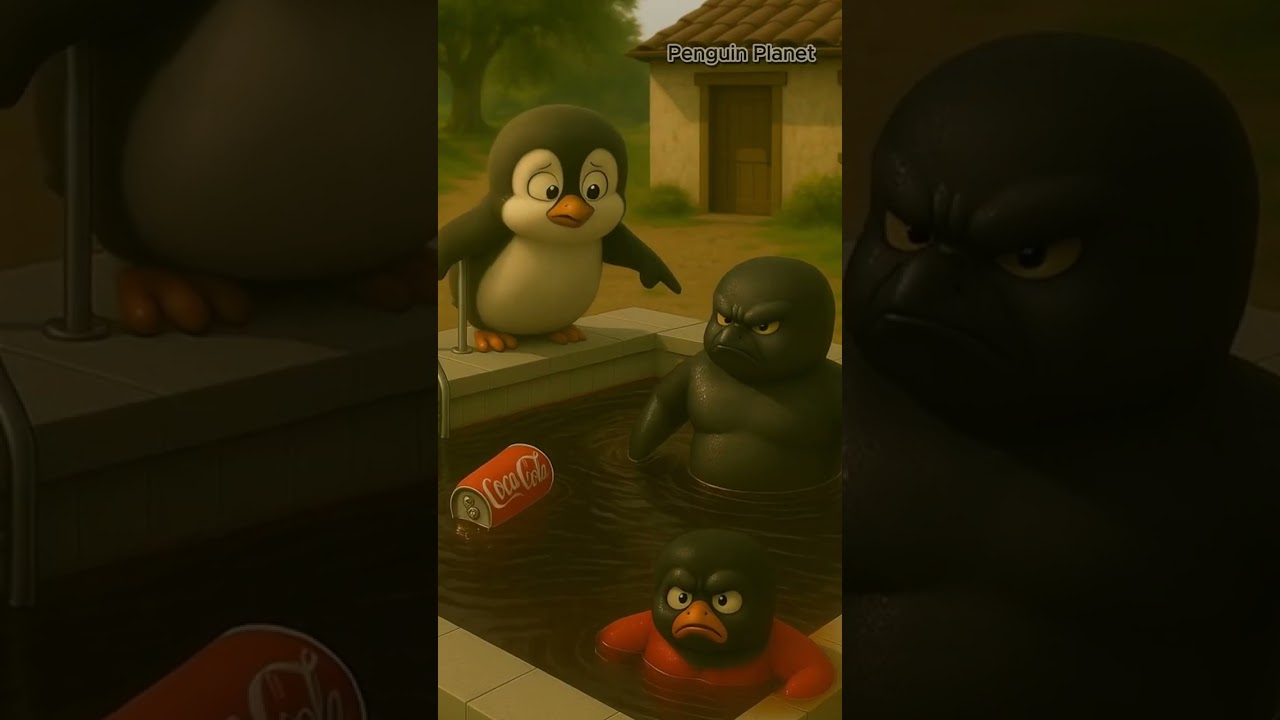 Little Penguin Swims In Chemical Pool! #penguin #funny #cutepenguins #penguinadventure #penguinlove