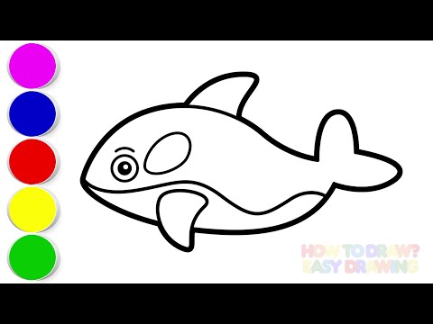 How to Draw A Killer Whale (Orca) | Easy Fish Drawing for Kids and Toddlers #art #drawingtutorial