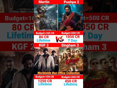Pushpa 2 🆚 Martin 🆚 Kgf 2 🆚 Singham 3 Movie Box Office Collection Comparison 🔥#shorts #viral