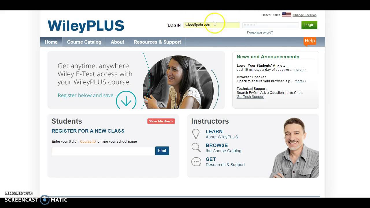 Accessing your WileyPlus Test Drive