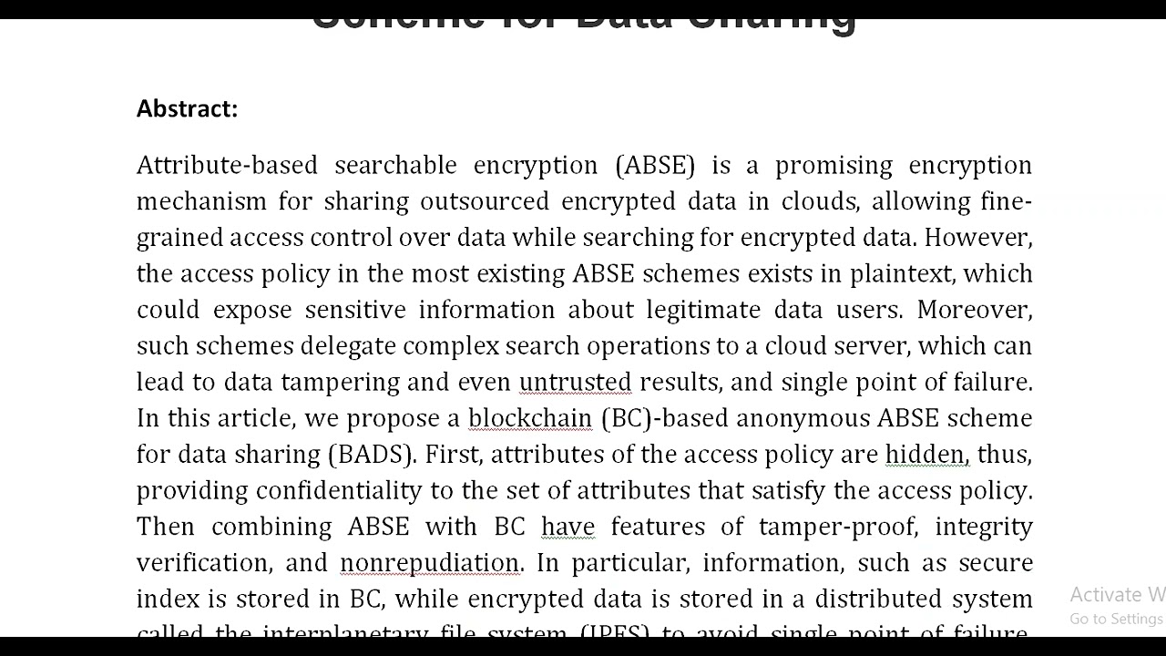 A Blockchain Based Anonymous Attribute Based Searchable Encryption Scheme for Data Sharing
