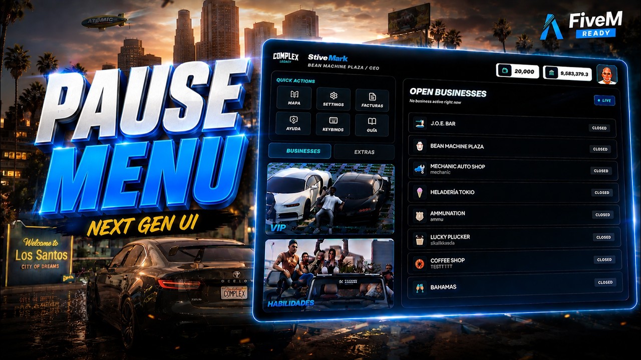 FiveM Pause Menu Script [ESX/QB/QBX] | PauseMenu: 650+ Styles & Live Config