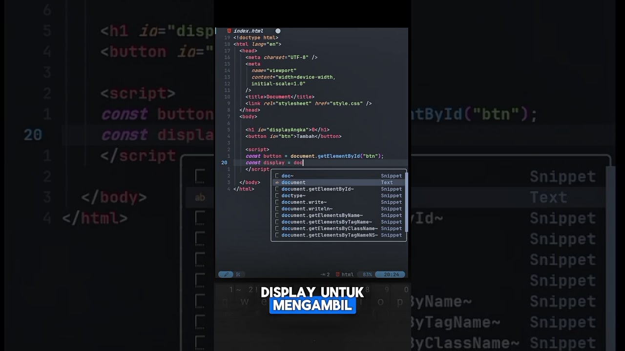 Belajar Javascript DOM dalam 1 menit #coding #programming #javascript