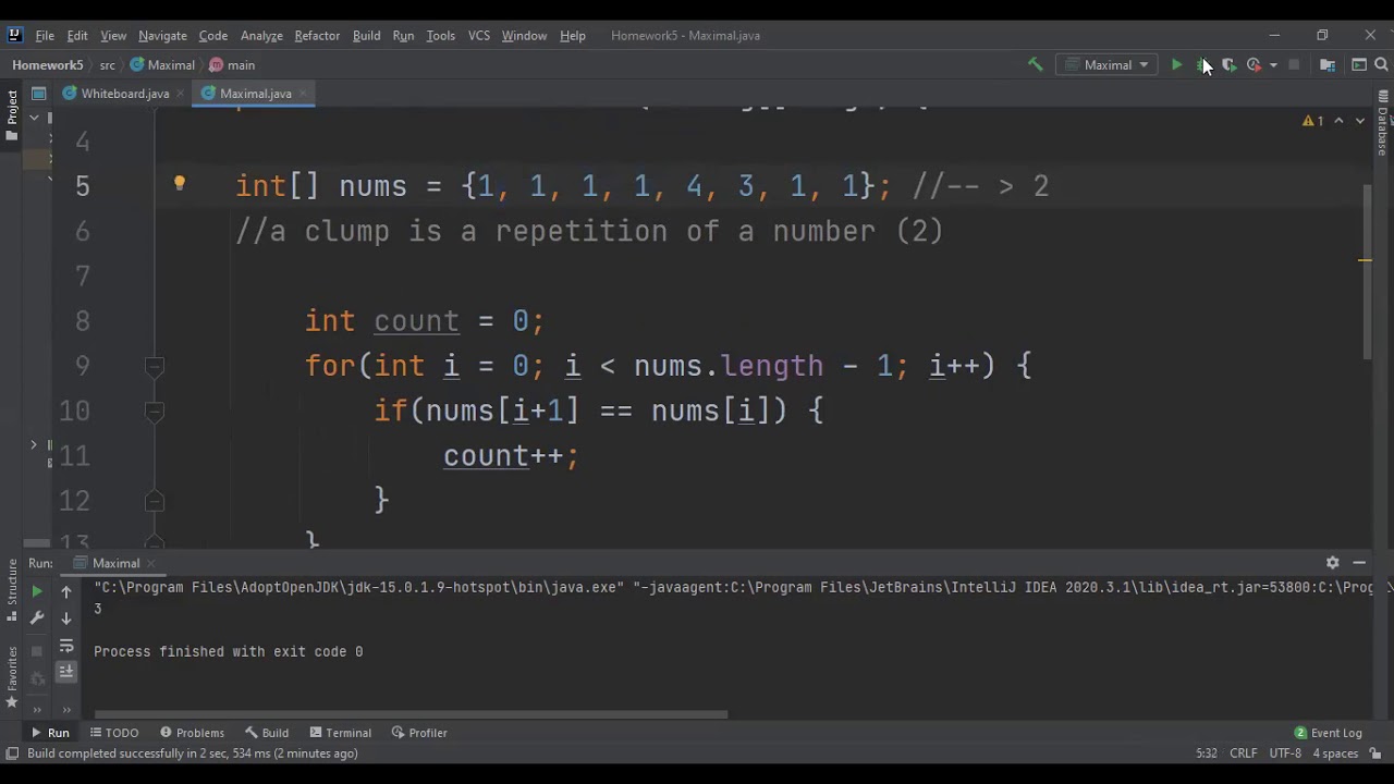 CodingBat - array3 - countClumps