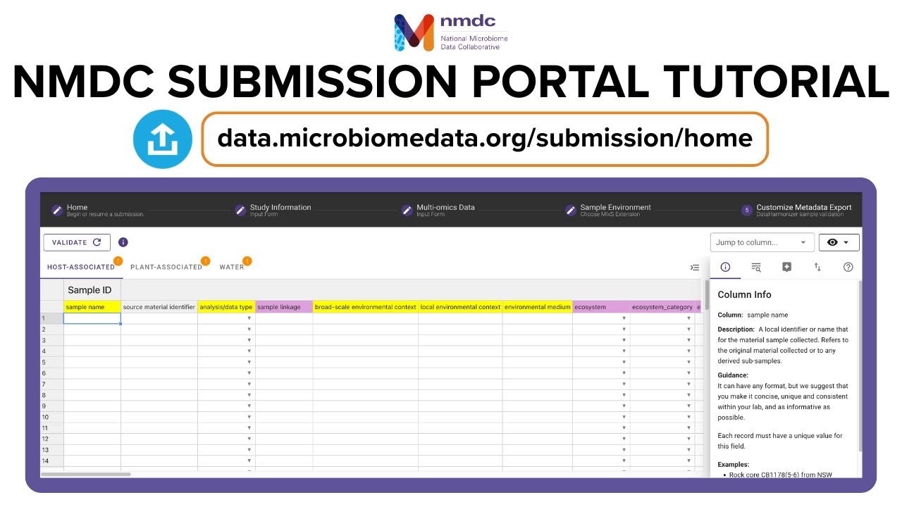 Validating and submitting metadata through the NMDC Submission Portal - 2025 tutorial video