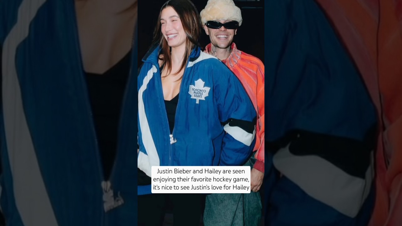 Justin looks like he really enjoyed the Hockey game with Hailey last night