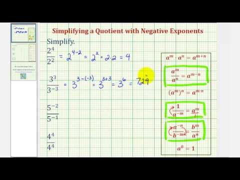 Ex: Quotient Rule of Exponents (Positive and Negative) | Math Help from Arithmetic through ...