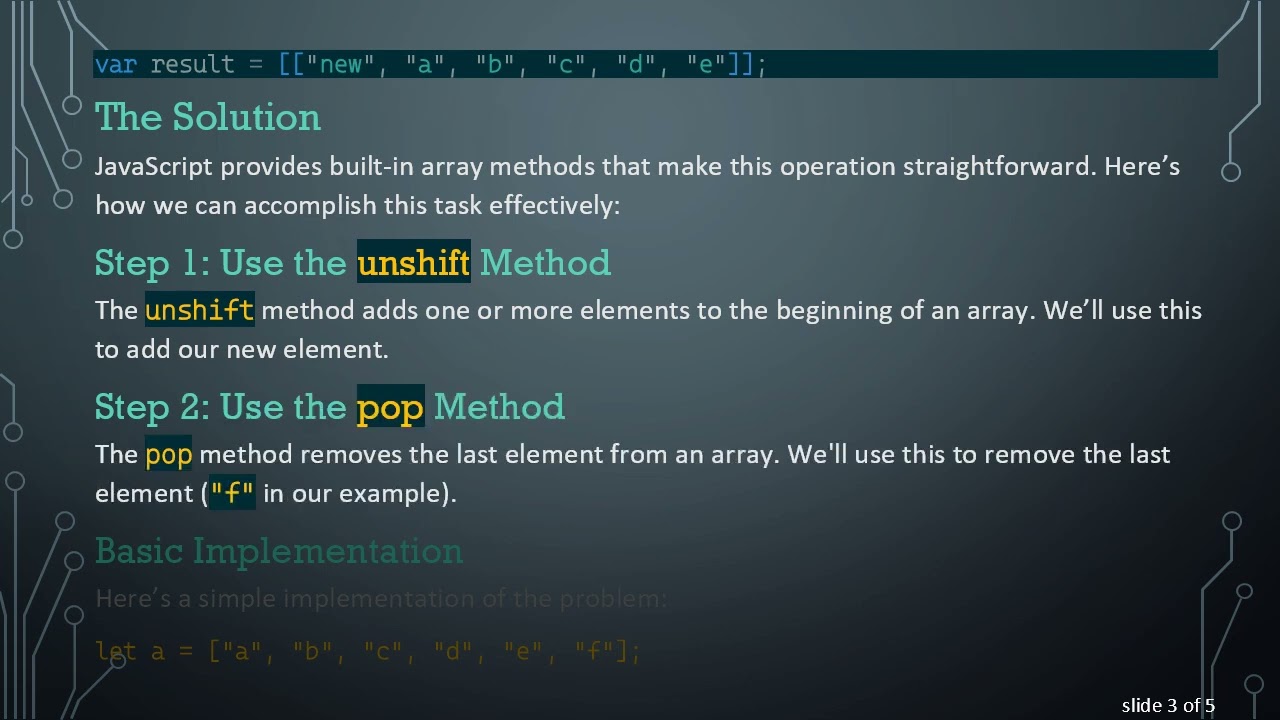 How to Shift an Array to the Right by Adding a New Element to the Left in JavaScript