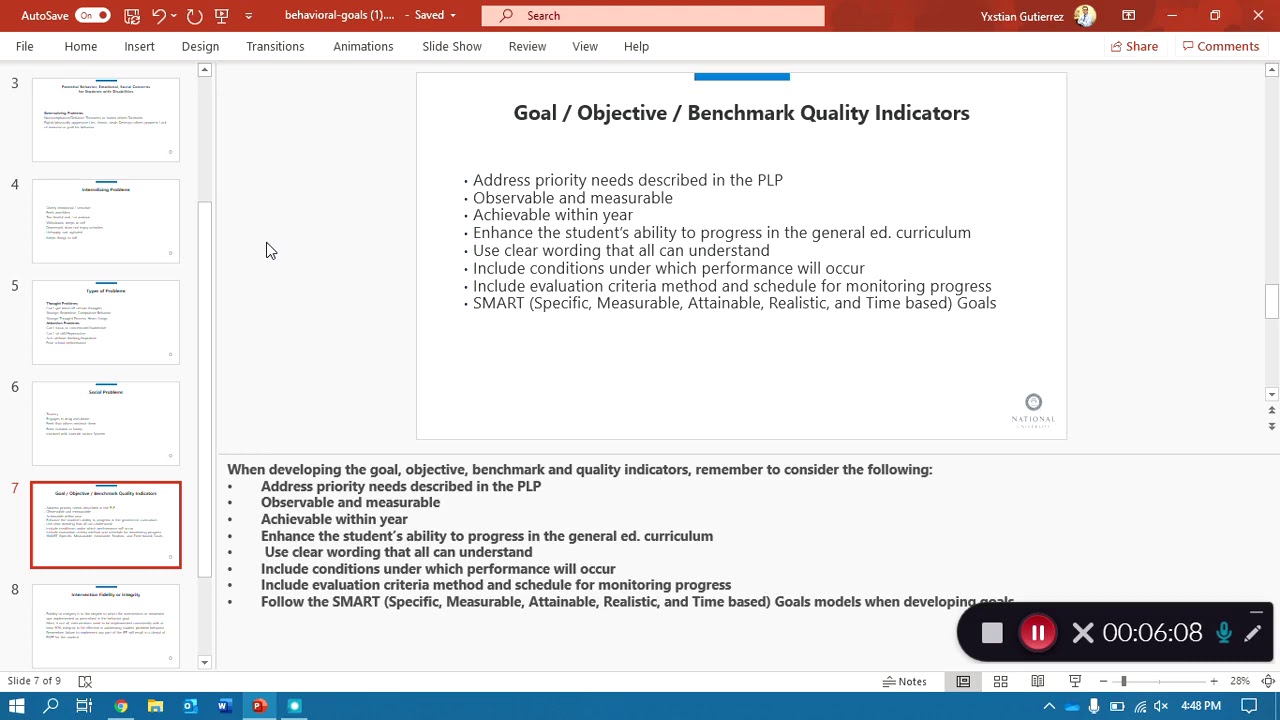 Developing Behavior Goals