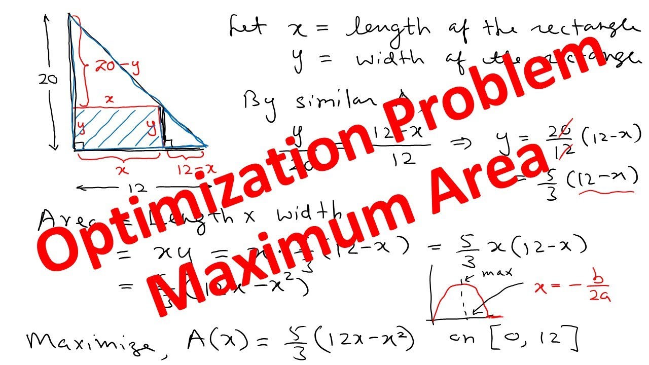 Optimization Problem | Maximum Area - Triangle Problem 1 | Calculus 1 | Problem 6