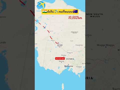 Delhi to melbourne flight route map animation #shorts #aviation #delhi #melbourne