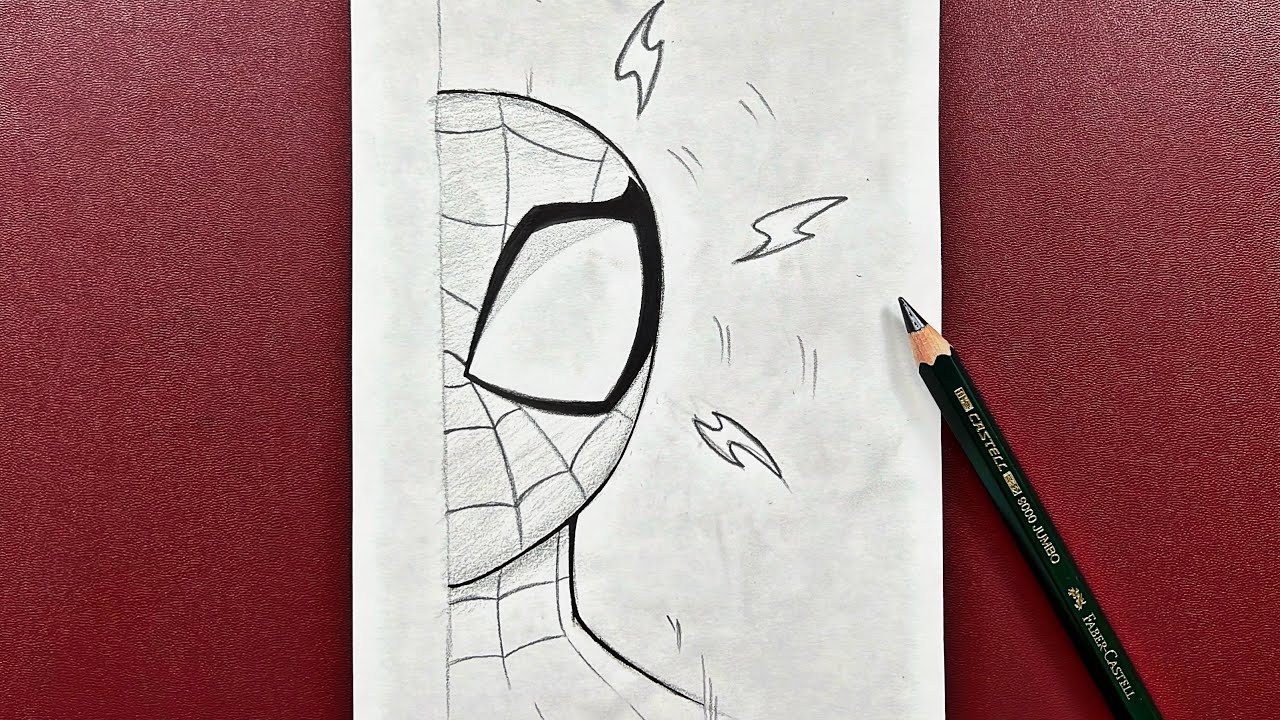 Easy Spiderman art | how to draw half face easy step-by-step
