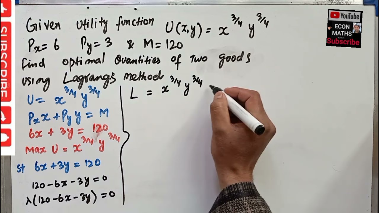 Utility Maximization using Lagrange Method. utility optimization #lagrange #utility