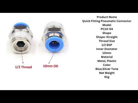 10mm 12 Thread Brass Pneumatic Connector Push to Connect Air Fittings Air Tube Line Quick Connecter