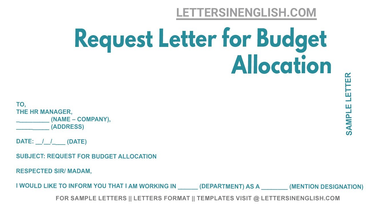 Request Letter For Budget Allocation - Sample Letter to HR Requesting for Budget Allocation