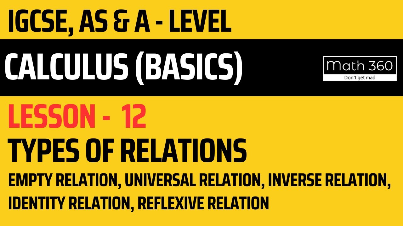 Basics Calculus | Relations | Types of relations | Lesson 12