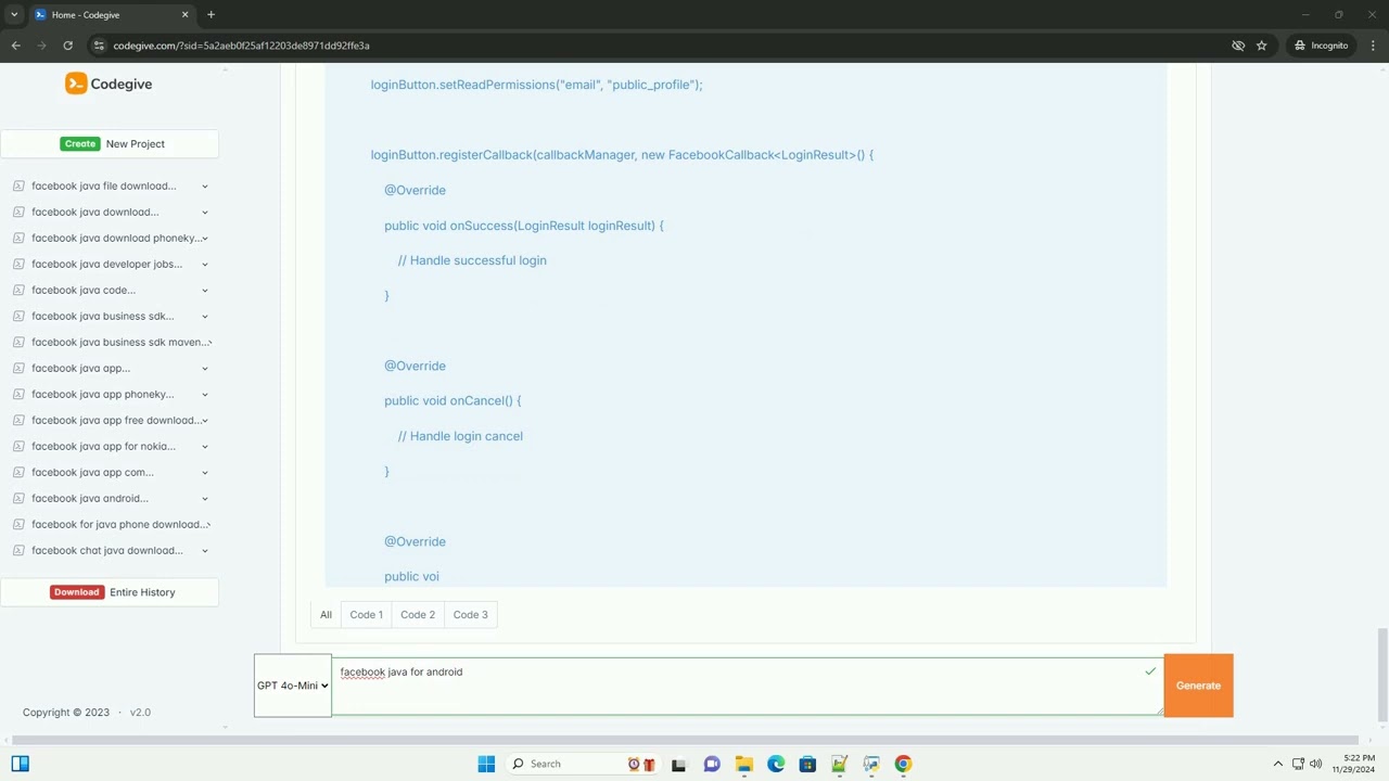 facebook java for android