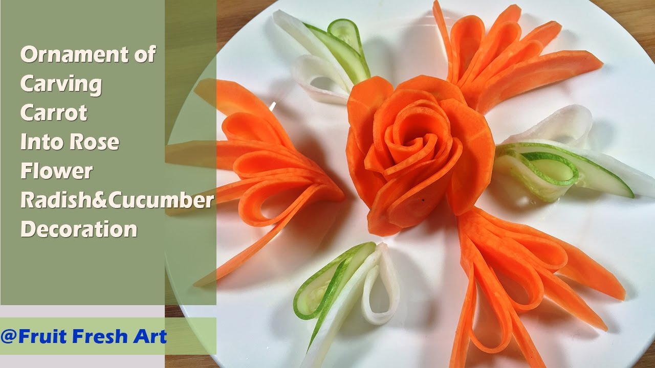 Ornament Of Carving Carrot Into Flower - Decoration with Radish & Cucumber
