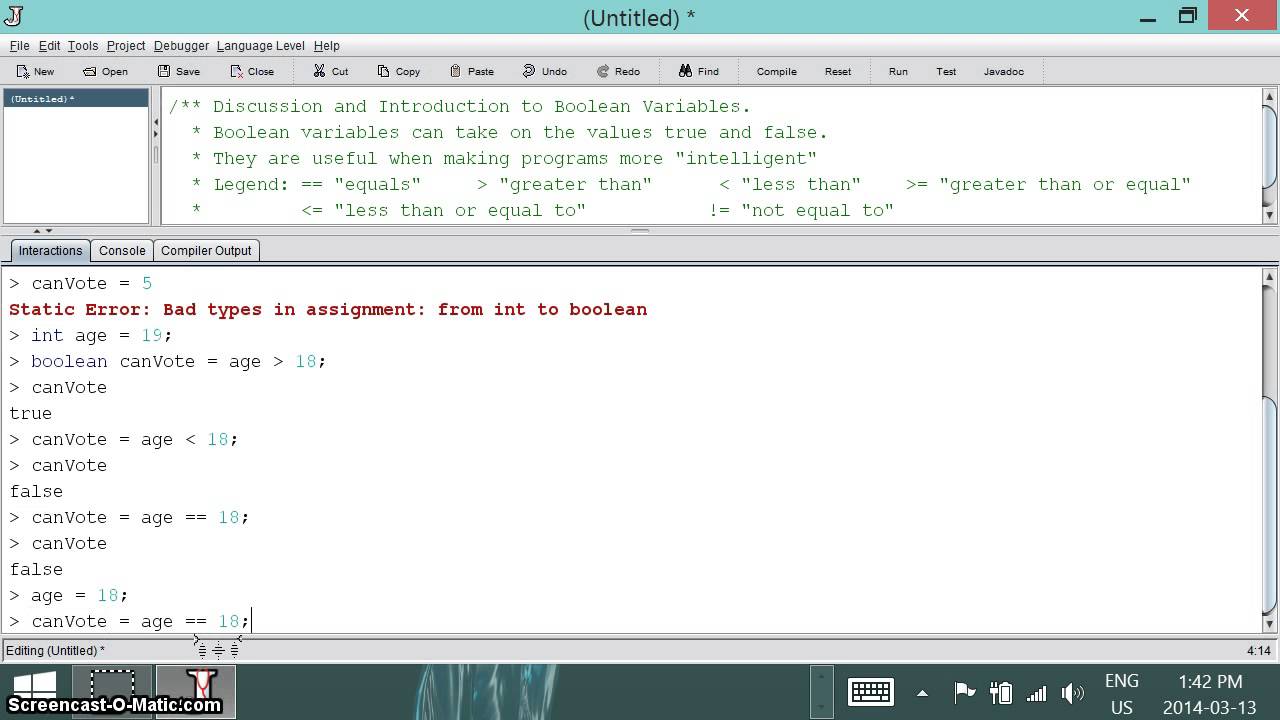 Intro Boolean Variables in Java