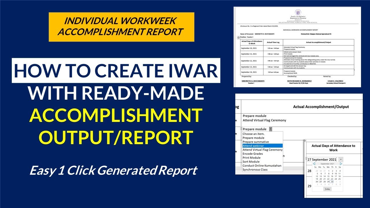READY MADE INDIVIDUAL WORKWEEK ACCOMPLISHMENT REPORT