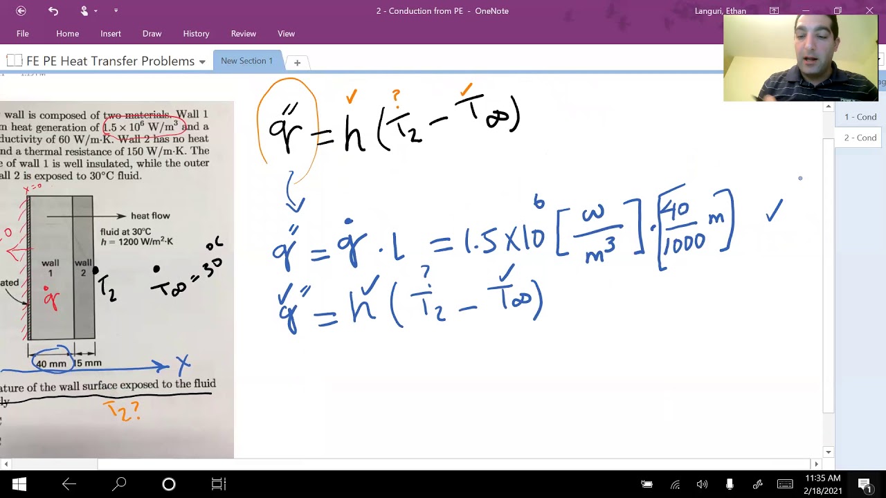 PE Exam Problem 2 with Solution - Conduction Heat Transfer with Heat Generation by Dr. Ethan Languri